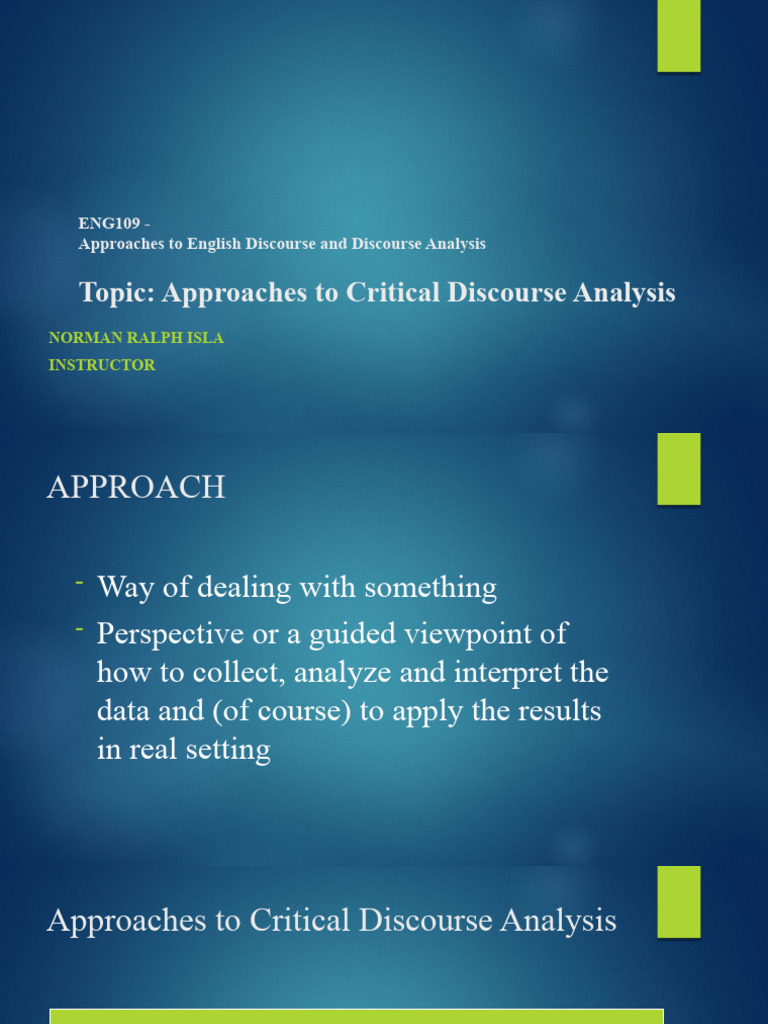 A EDDA Lec 4 Approaches To CDA | PDF | Discourse | Cognition