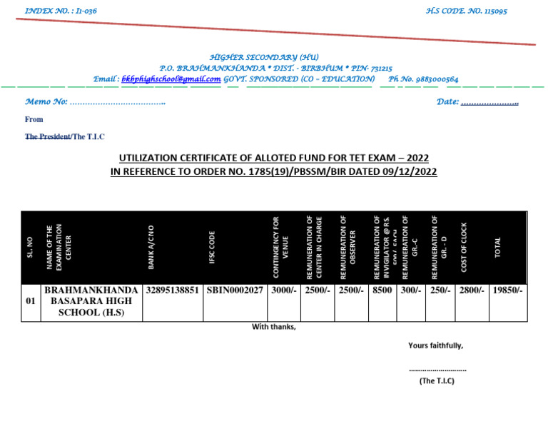 TET Exam 2022 Fund Utilization Certificate | PDF | Qualifications ...