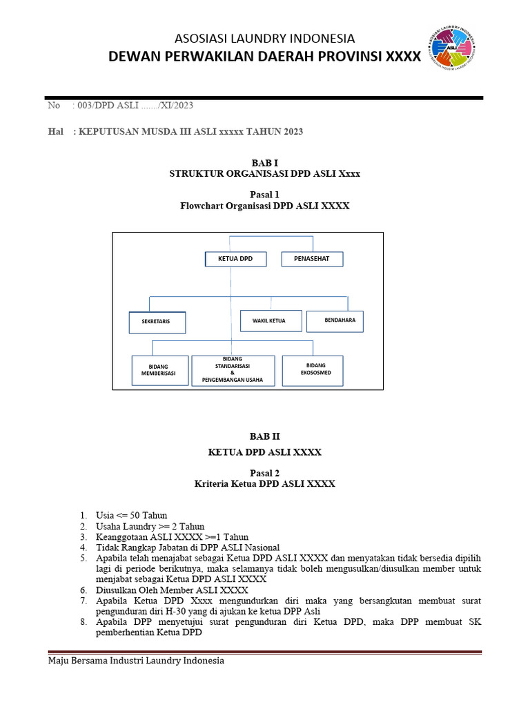 Struktur dan Tugas DPD ASLI XXXX | PDF