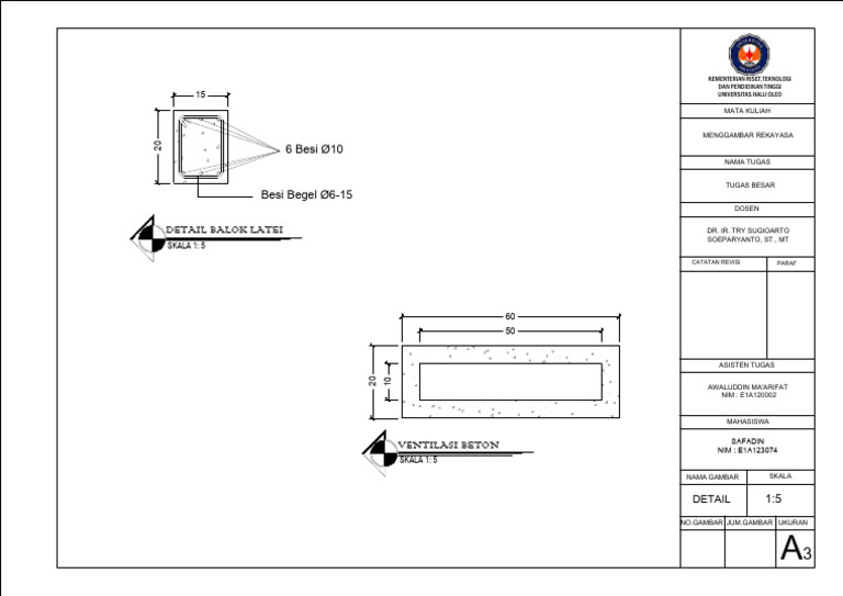 Detail Balok Latei dan Ventilasi Beton | PDF