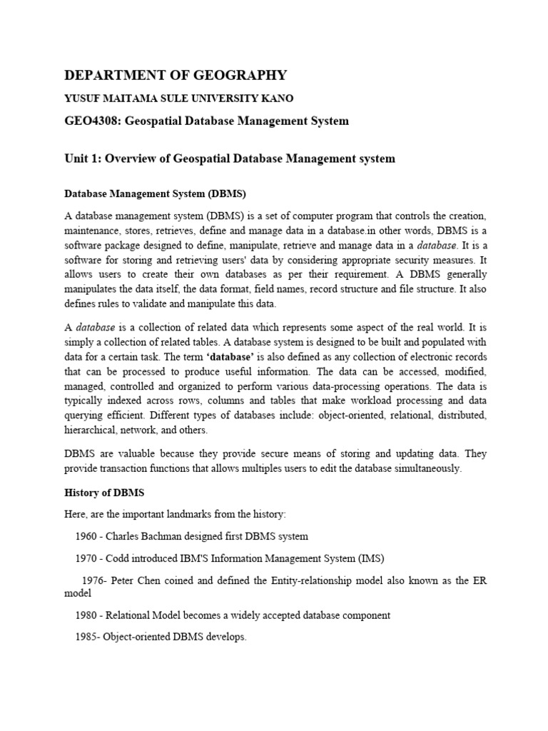 Unit 1 DBMS1 | PDF | Databases | Relational Database