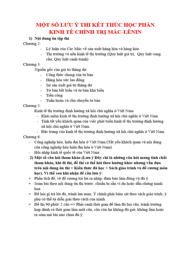 Ôn tập KTCT ML 2023 | PDF