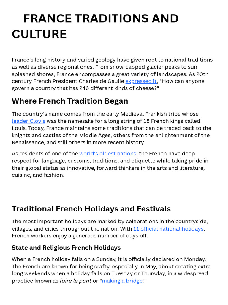 French Traditions and Cultural Heritage | PDF | French Cuisine ...