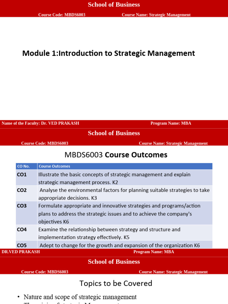 Strategic Management Module-1 | PDF | Strategic Management | Strategic ...