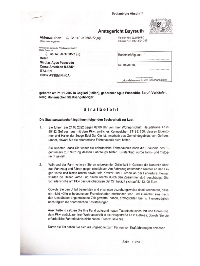 Beglaubigte Abschrift | PDF