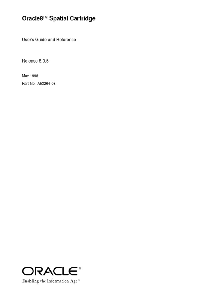 Oracle8 Spatial Cartridge: User's Guide and Reference | PDF ...