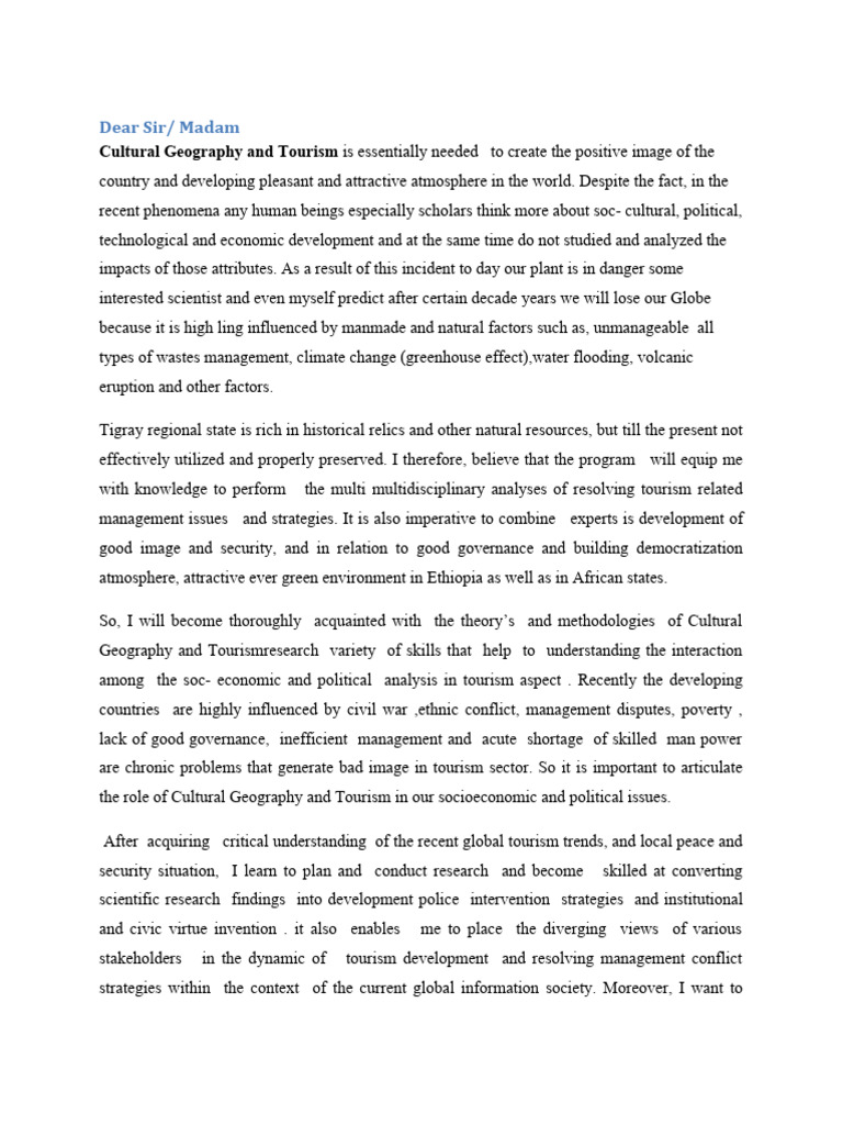 Motivation Letter | PDF | Tourism | Governance