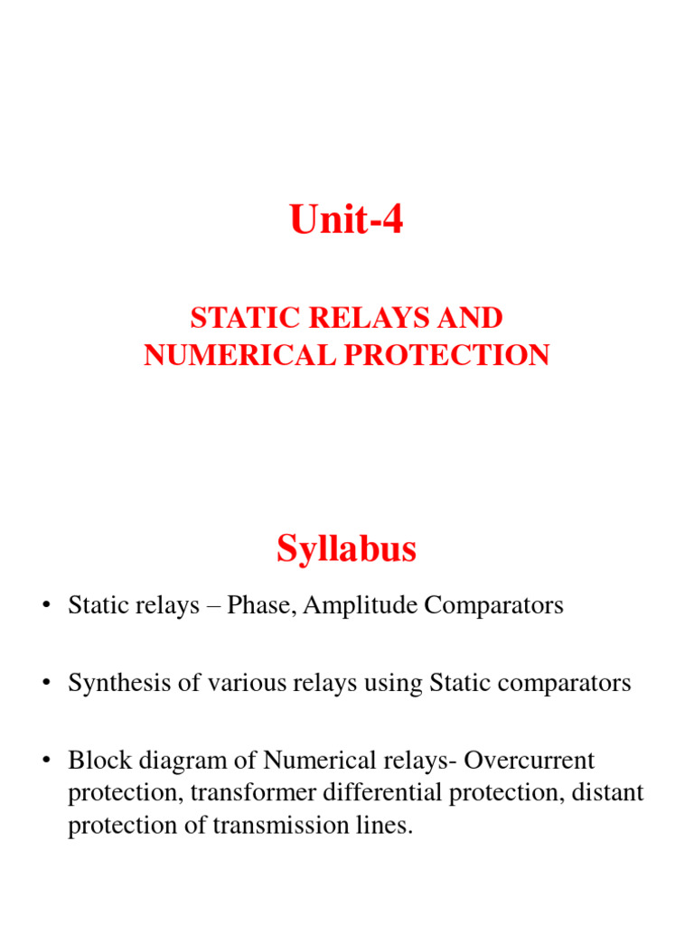 Unit-4 Static Relays (Switchgear and Protection) | PDF | Relay | Rectifier