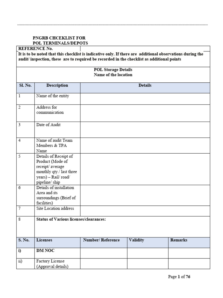 T4S Audit POL Checklist | PDF | Pump | Truck
