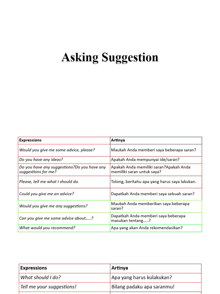 Asking Suggestion | PDF