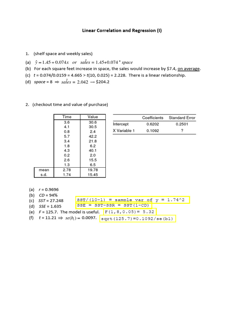 07a Linear Correlation & Regression A | PDF