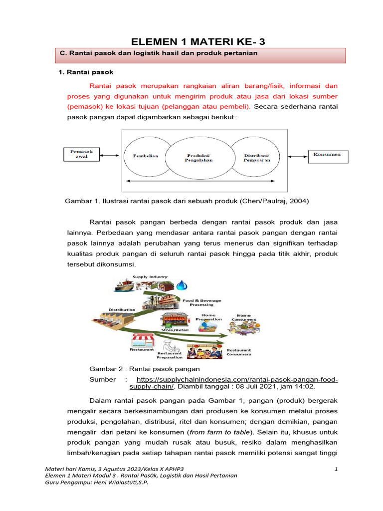 Materi Elemen 1 Modul Ke - 3 Rantai Pasok (Supply Chain) | PDF