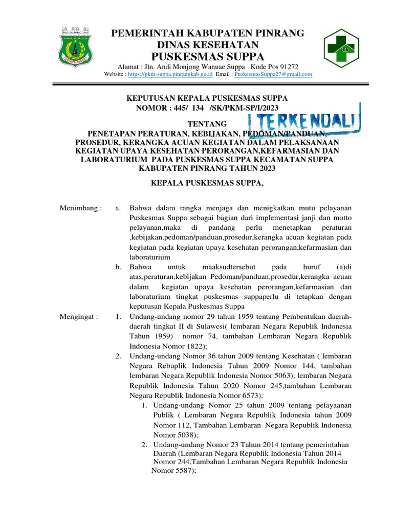 1.2.2 B (3) SK Pedoman, Sop, Kak Ukp - Kefarmasian & Lab | PDF