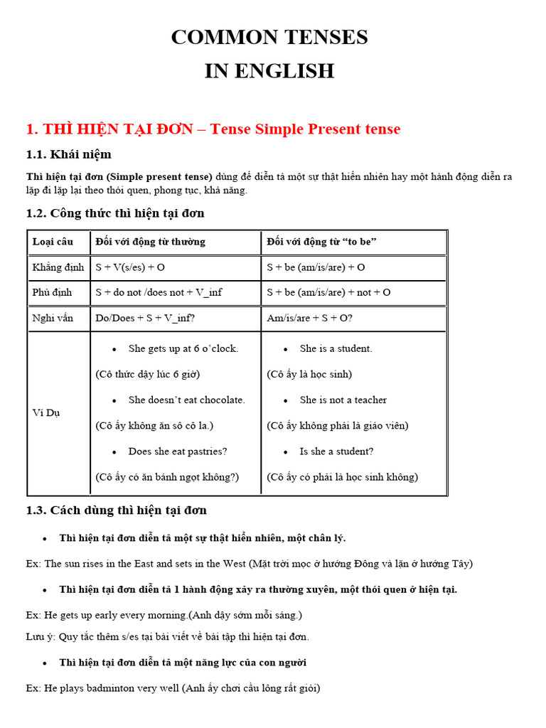 Common Tenses in English | PDF