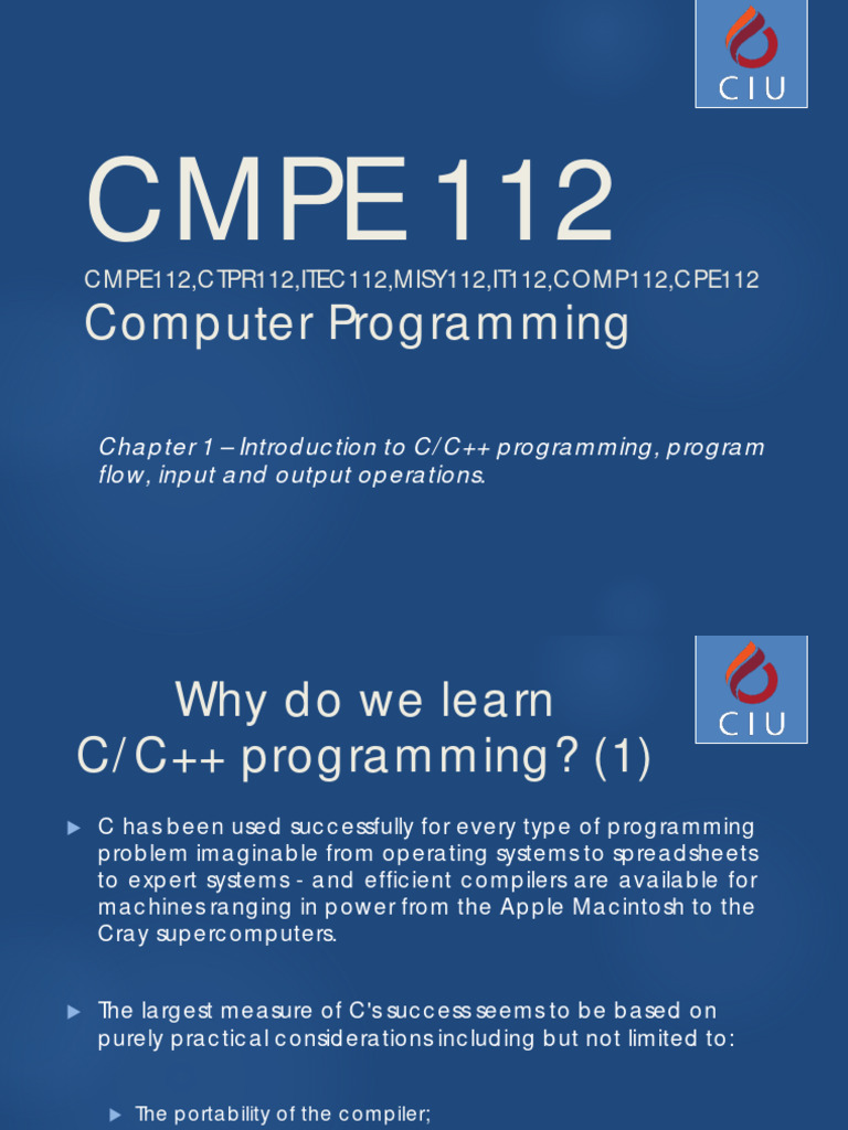 CPE 112-Chapter2 - Updated2019 | PDF | Computer Programming | C (Programming Language)