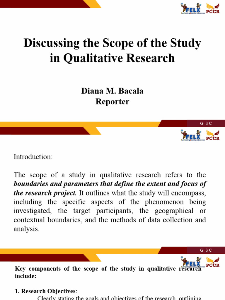 Discussing Scope of The Study | PDF | Qualitative Research | Methodology