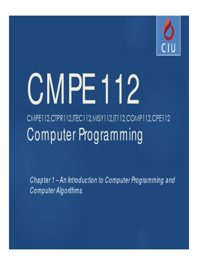 CPE 112-Chapter1 - Updated2021 | PDF | Computer Programming | Source Code