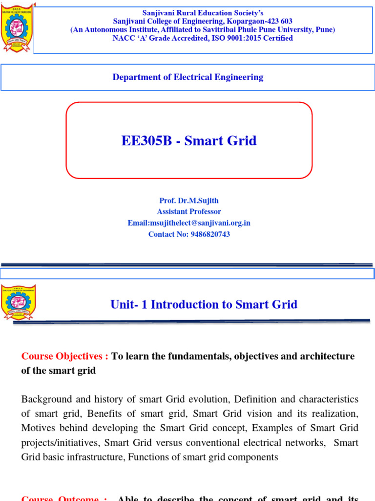 Unit-1 Introduction (Smart Grid) | PDF | Smart Grid | Electrical Grid
