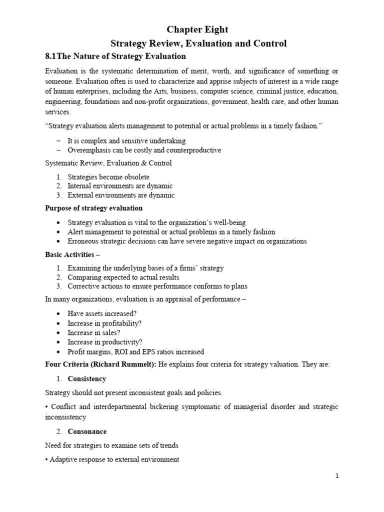 SM Chapter 8 | PDF | Audit | Strategic Management