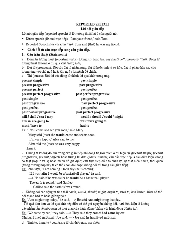 Reported Speech | PDF