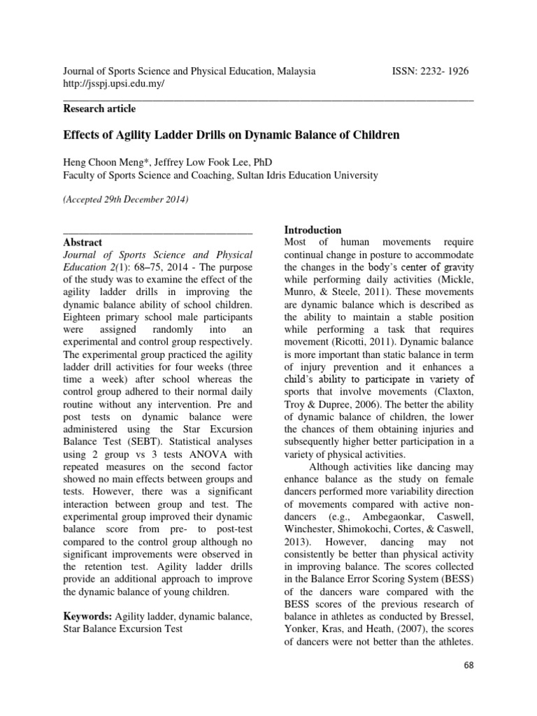 Alinadzalan, Effects of Agility Ladder Drills On Dynamic Balance of ...