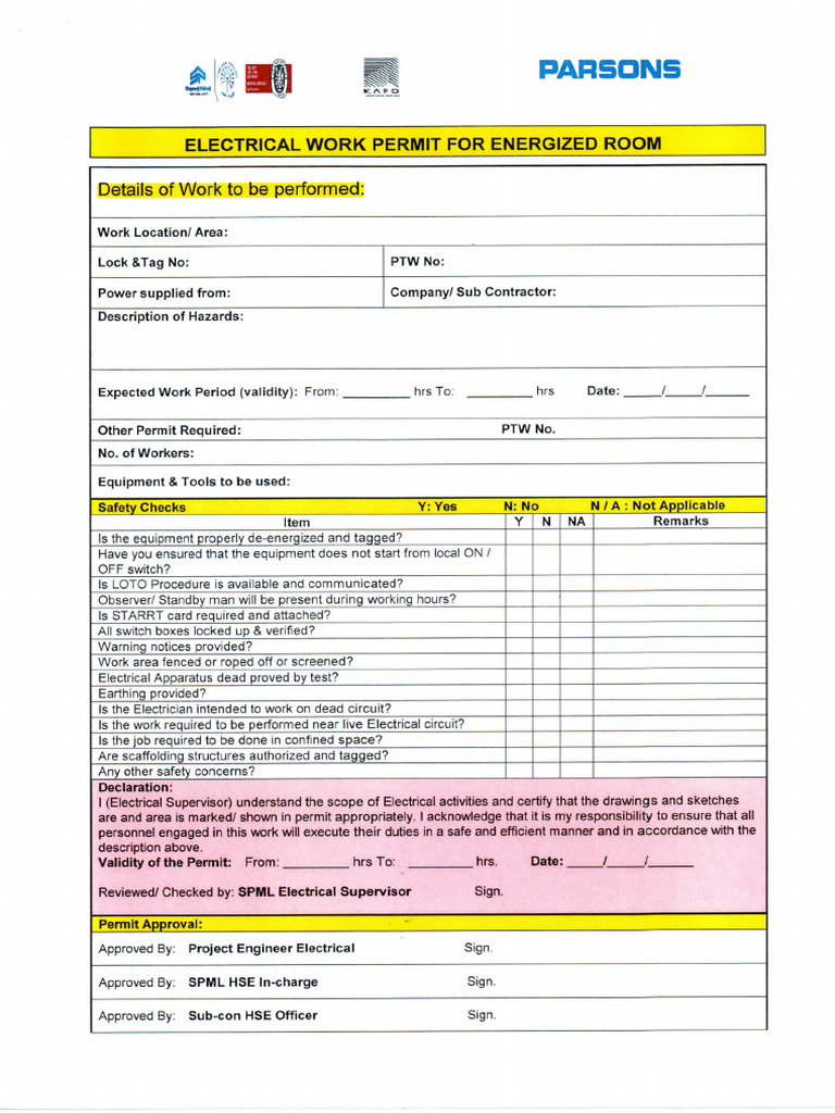 Electrical Work Permit | PDF