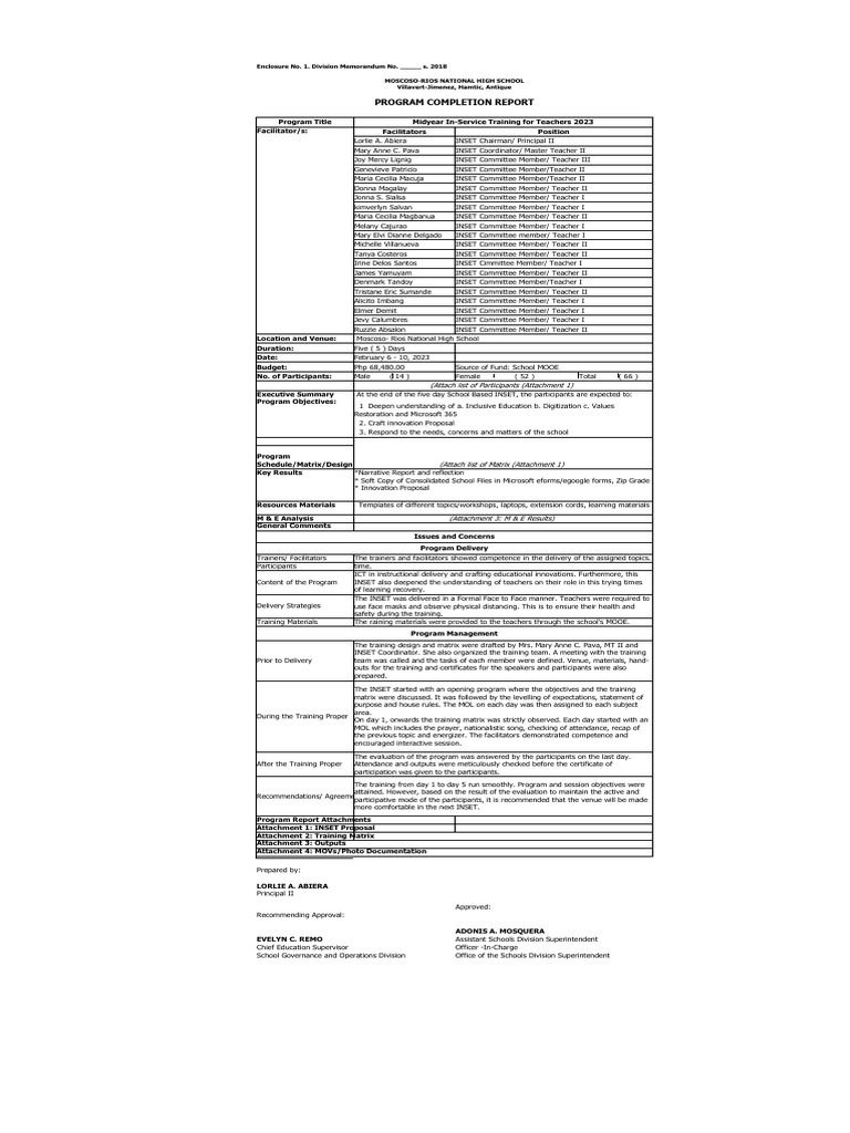 Midyear 2023 Completion Report Old Form | PDF | Educational Technology