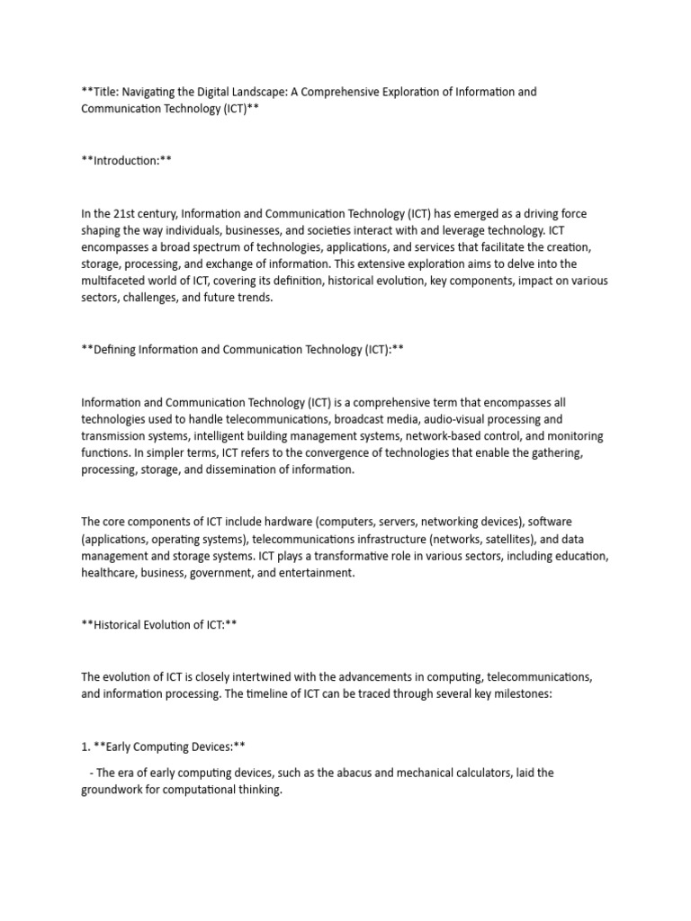 Navigating The Digital Landscape A Comprehensive Exploration of Information and Communication ...