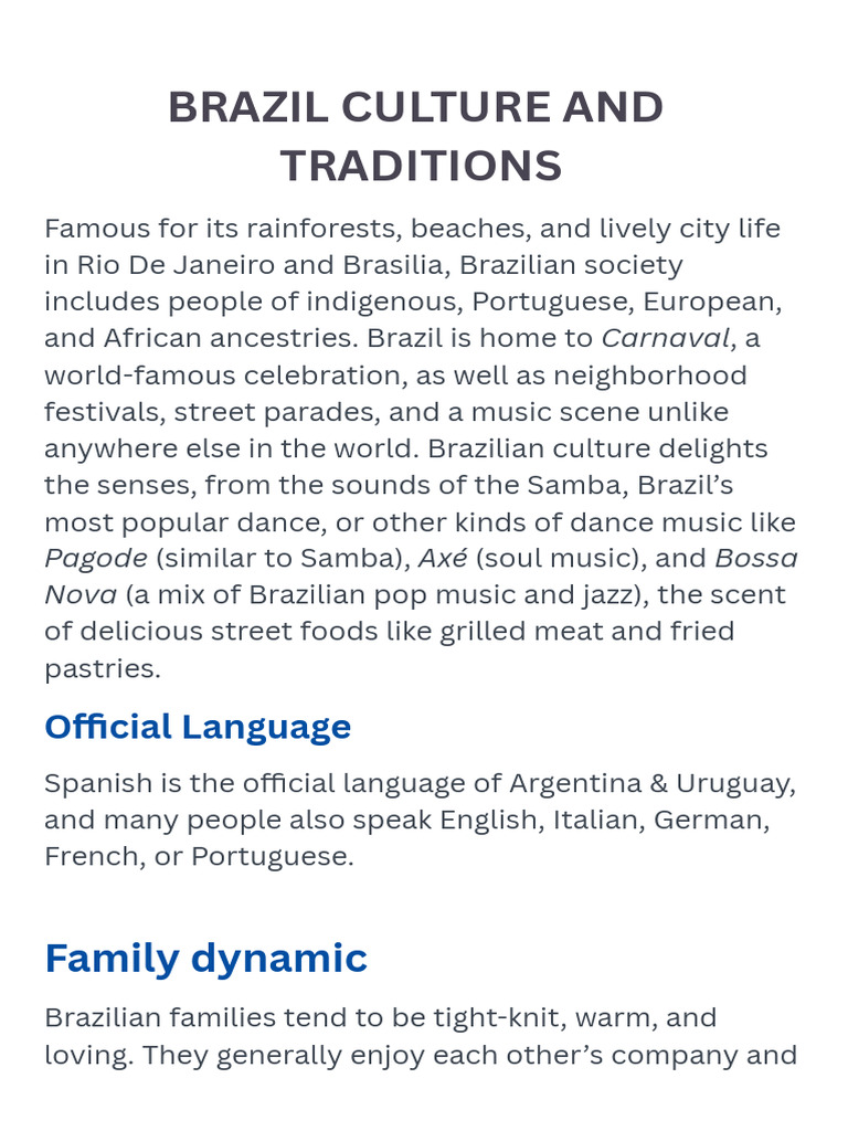 Brazilian Culture and Family Traditions | PDF | Classics