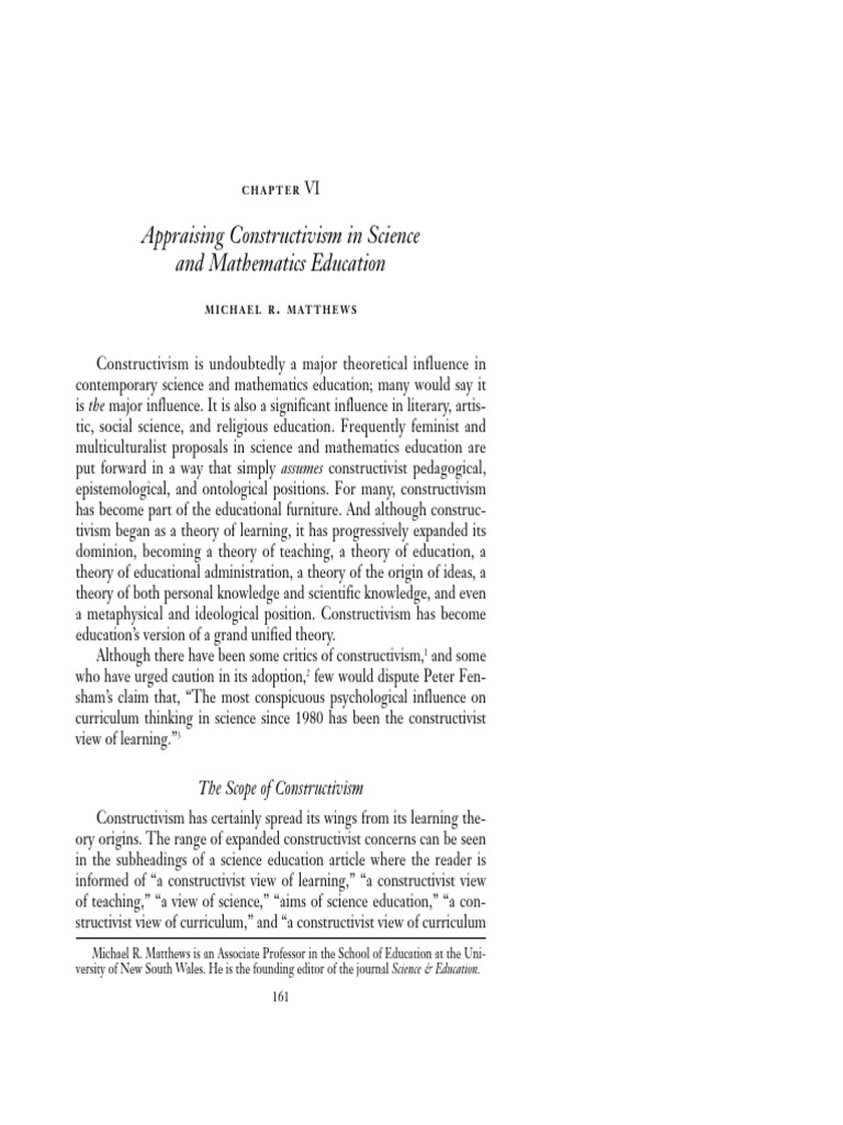 Matthews 2000 Chapter Vi Appraising Constructivism in Science and ...