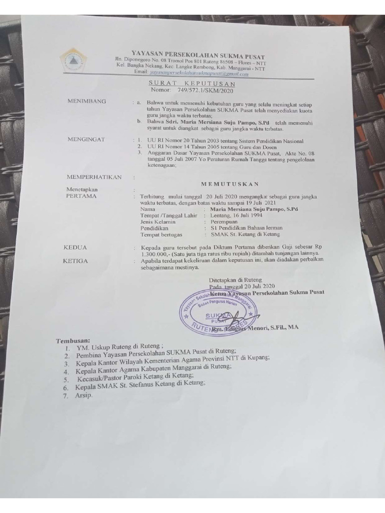 SK1 Ibu Maria Mersiana Suju Pampo | PDF