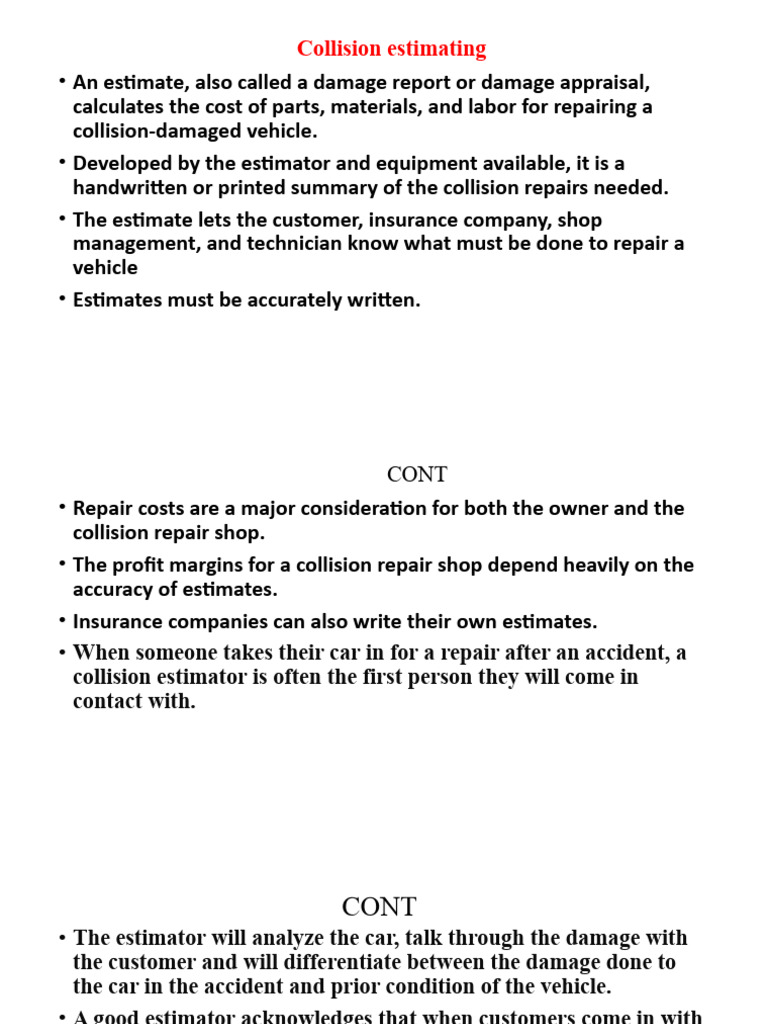 Collision Estimating (Autosaved) | Download Free PDF | Insurance | Photograph