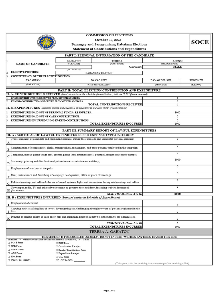 Form 1 | PDF | Expense | Accountability