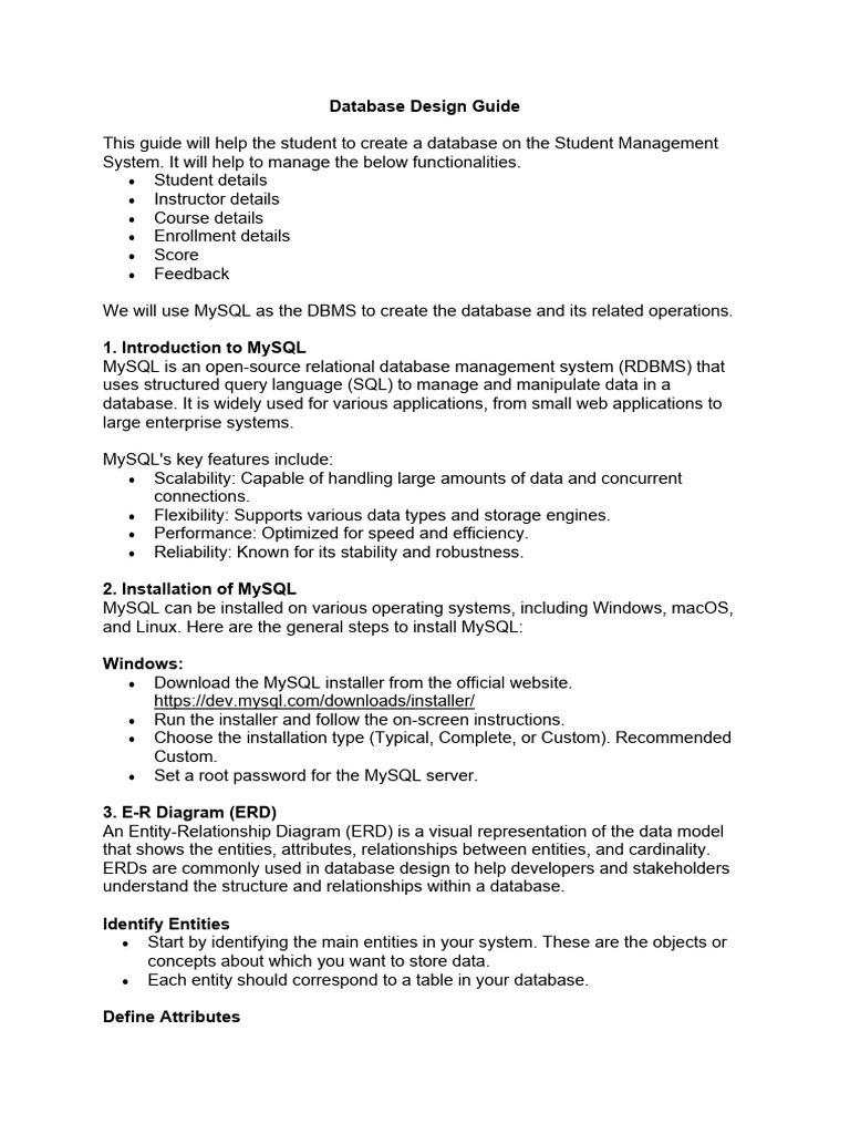Database Design Guide-Student | PDF | Relational Database | My Sql