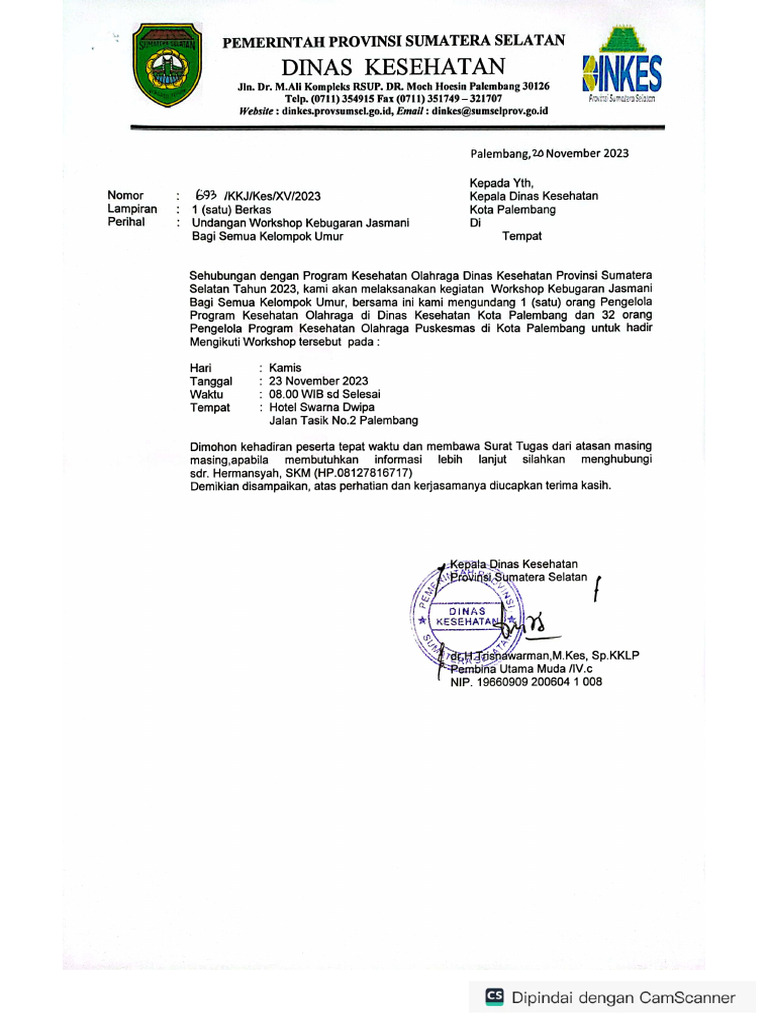 Undangan Dinkes Kota PLG | PDF