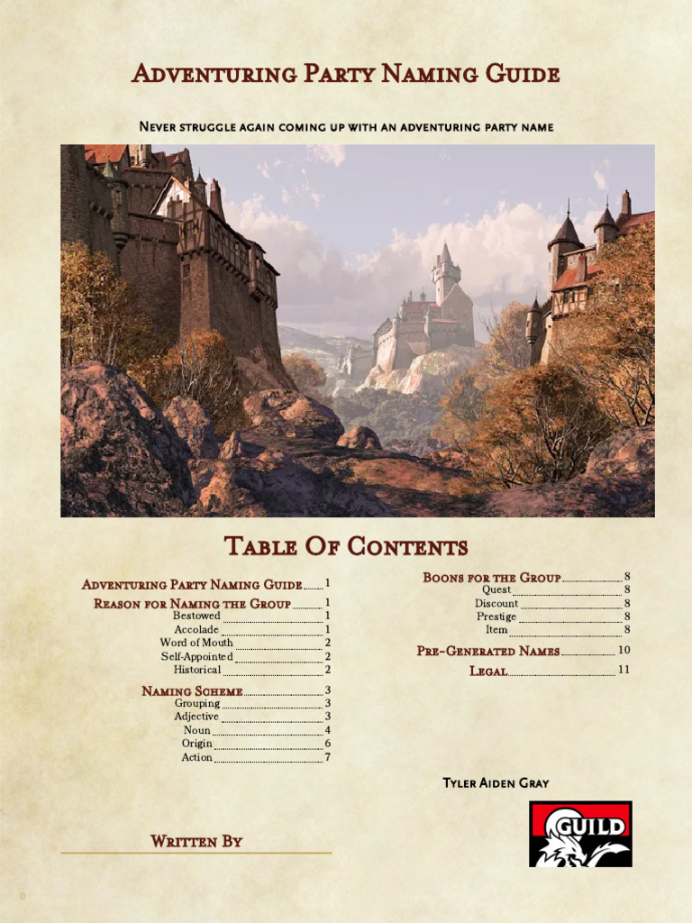 1080768-Adventuring Party Naming Guide | PDF | Adjective | Noun