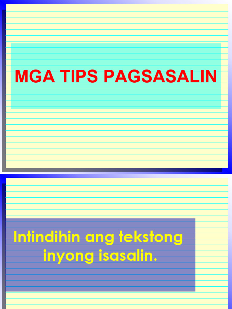 Tips Sa Pagsasalin Lect 2 | PDF