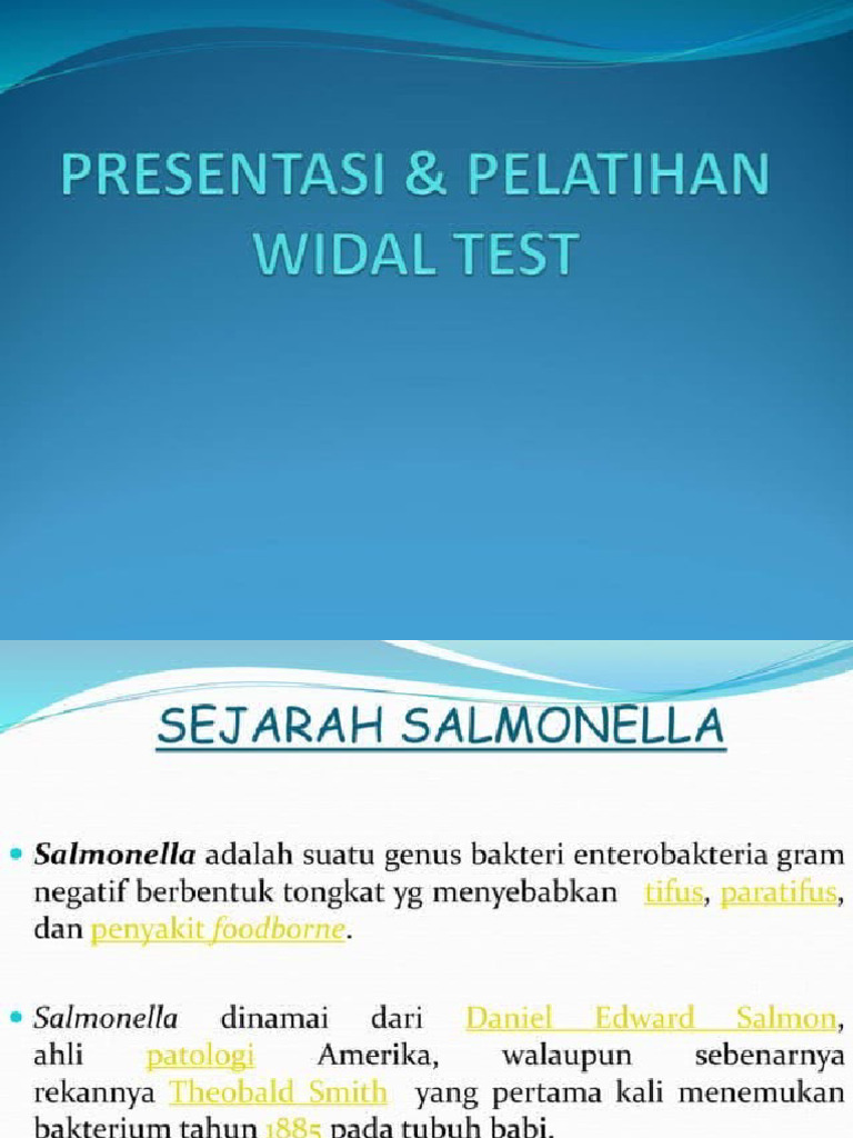 Presentasi Dan Pelatihan Widal | PDF
