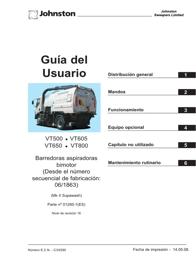 VT Operators Guide Mk2 Supawash ES Rev16 | PDF | Engranaje | ruido