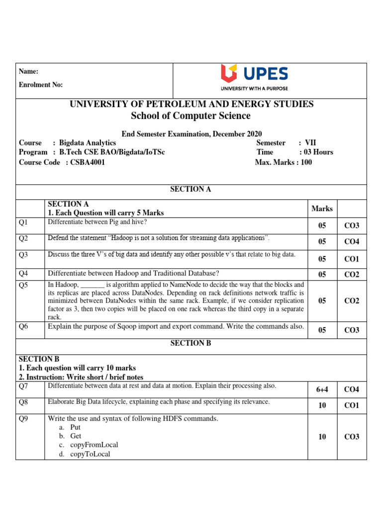 Ese - Dec2020 - Socs - B Tech Cse Iotsc - Sem Vii - Csba4001 - Big Data ...