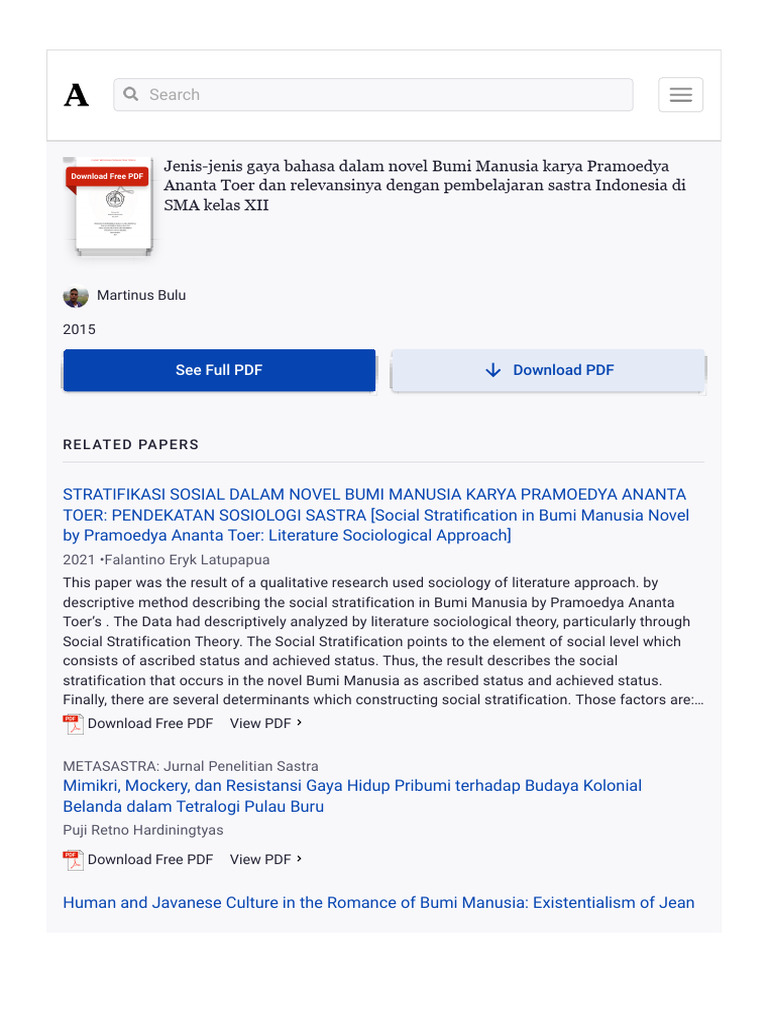 Jenis-Jenis Gaya Bahasa Dalam Novel Bumi Manusia Karya Pramoedya Ananta Toer Dan Relevansinya ...