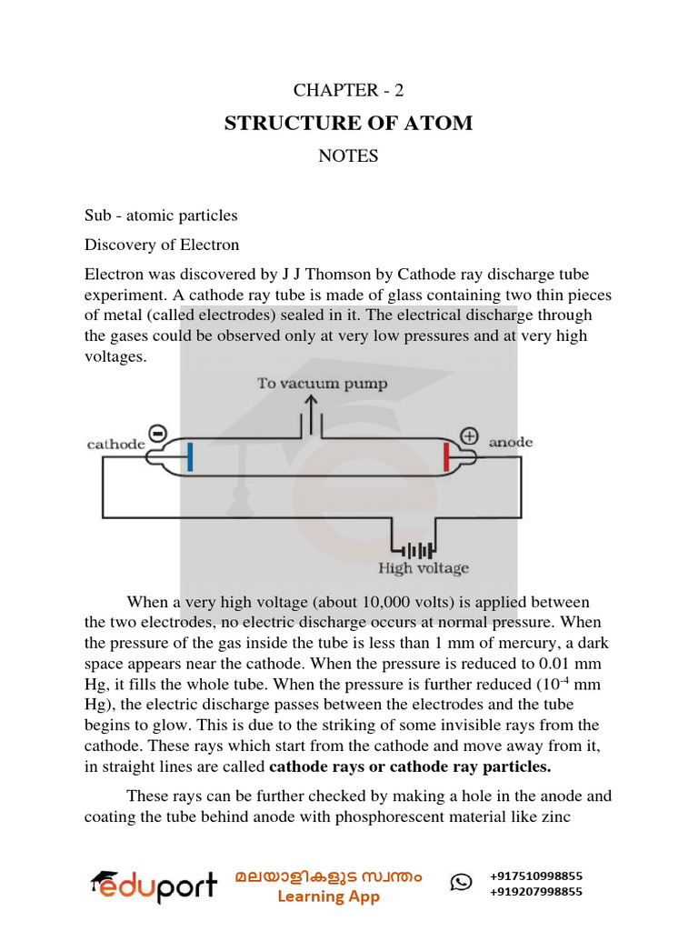 Structure of Atom: Chapter - 2 | PDF | Emission Spectrum | Electromagnetic Radiation
