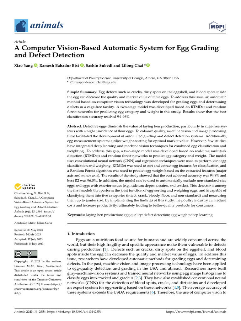 A Computer Vision Based Automatic System For Egg G Pdf Cluster