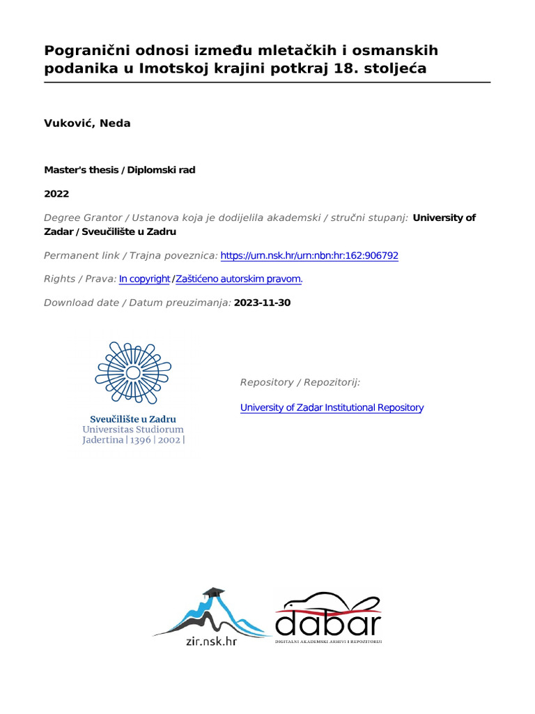 Vukovic Neda Diplomski Rad Povijest Digitalna Verzija | PDF