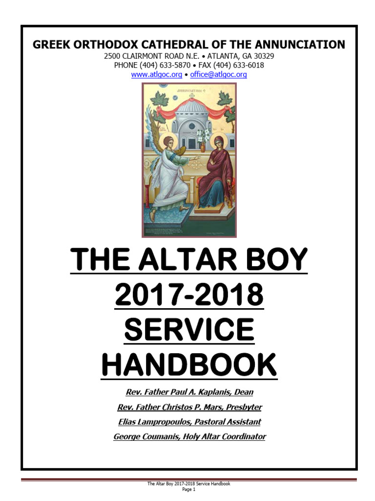 Altar Boy Service Handbook 2017-2018 | PDF | Altar | Bishop