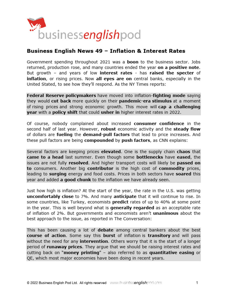 BEN49SN Inflation | PDF | Inflation | Interest