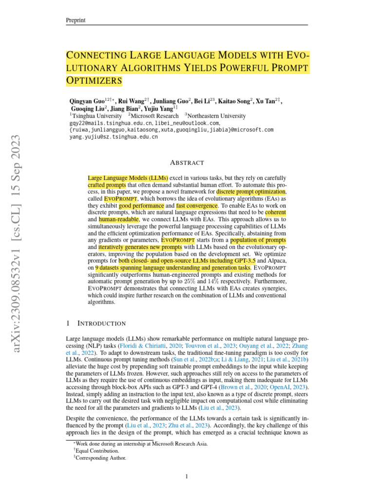 Connecting Large Language Models With Evolutionary Algorithms Yields ... Connecting Large Language Models With Evolutionary Algorithms Yields ...