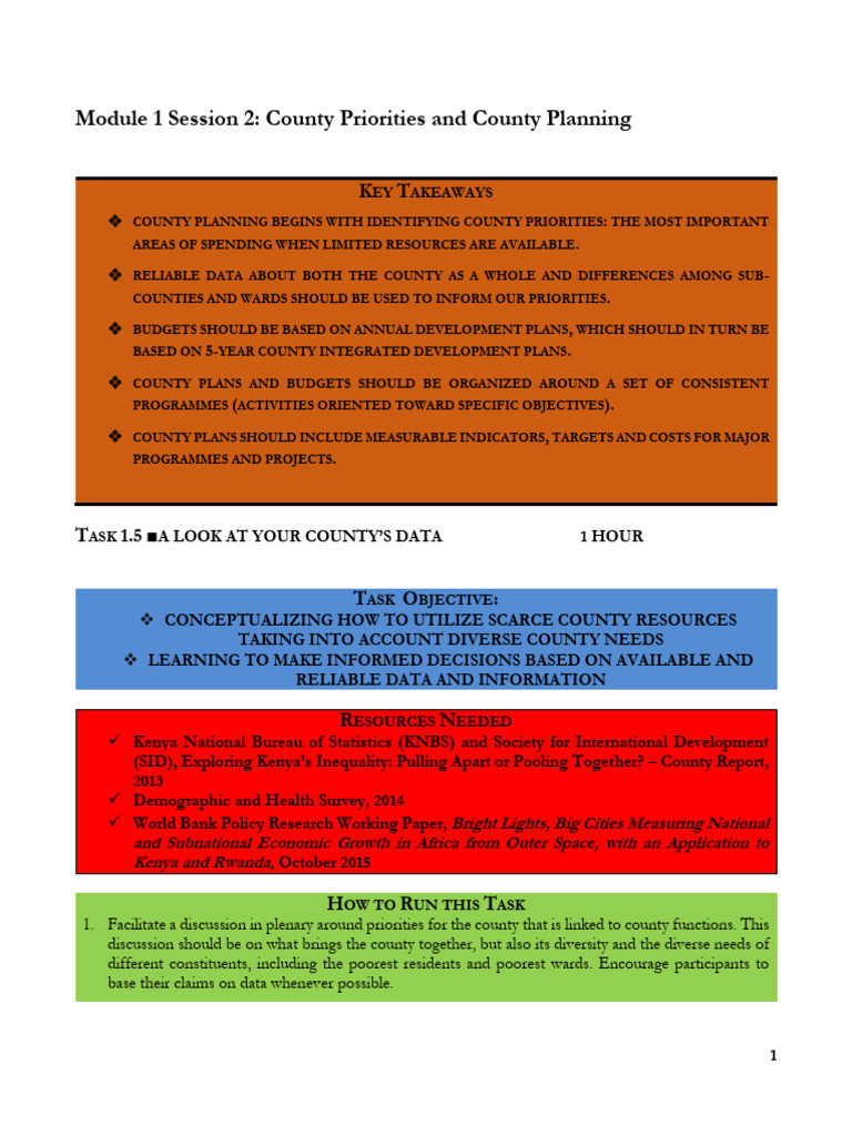 Module 1 Session 2: County Priorities and County Planning: EY Akeaways | PDF | Expense | Poverty