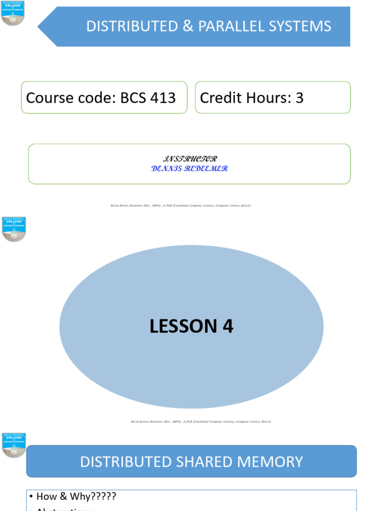 BCS 413 - Week4 - Distributed Shared Memory | PDF | Computers | Technology & Engineering