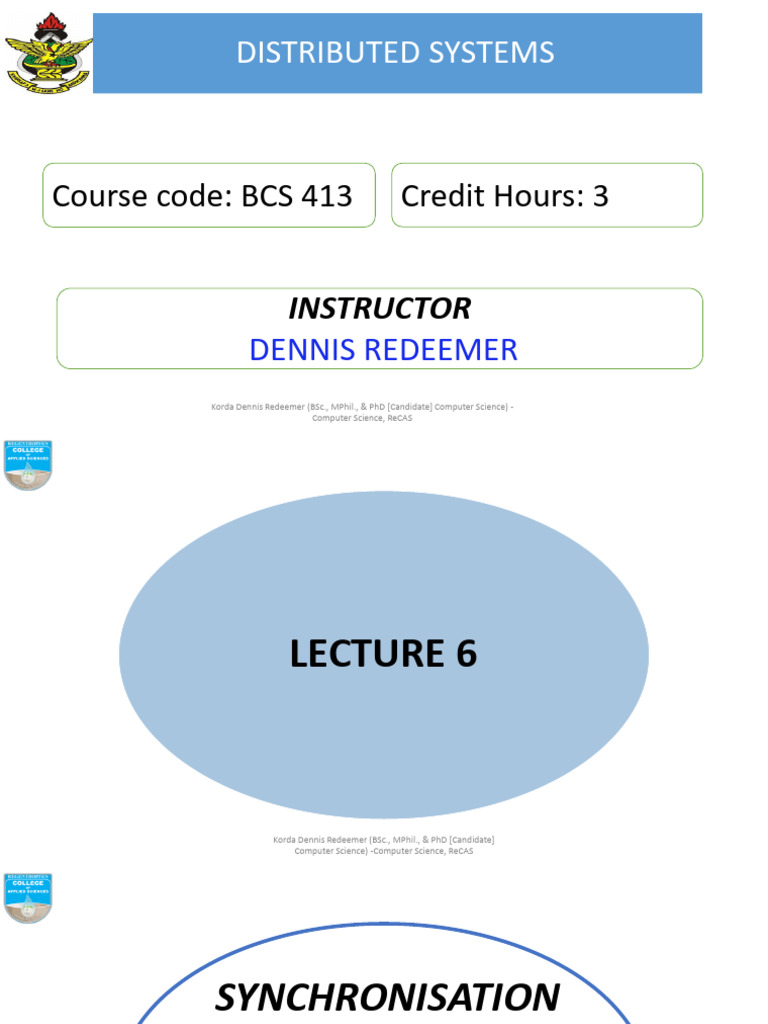 BCS 413 - Lecture6 - Coordination - Synchronization | PDF | Distributed Computing | Synchronization